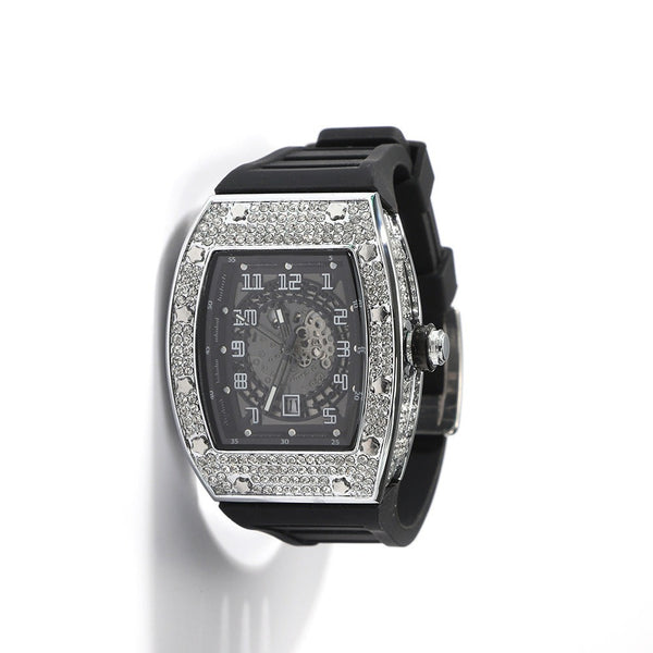 Flexing精品2023 𝔾𝕣𝕠𝕦𝕟𝕕ℤ𝕖𝕣𝕠® 歐美嘻哈全滿鑽石英式運動型硅膠錶帶中性腕錶手錶 – groundzero2002